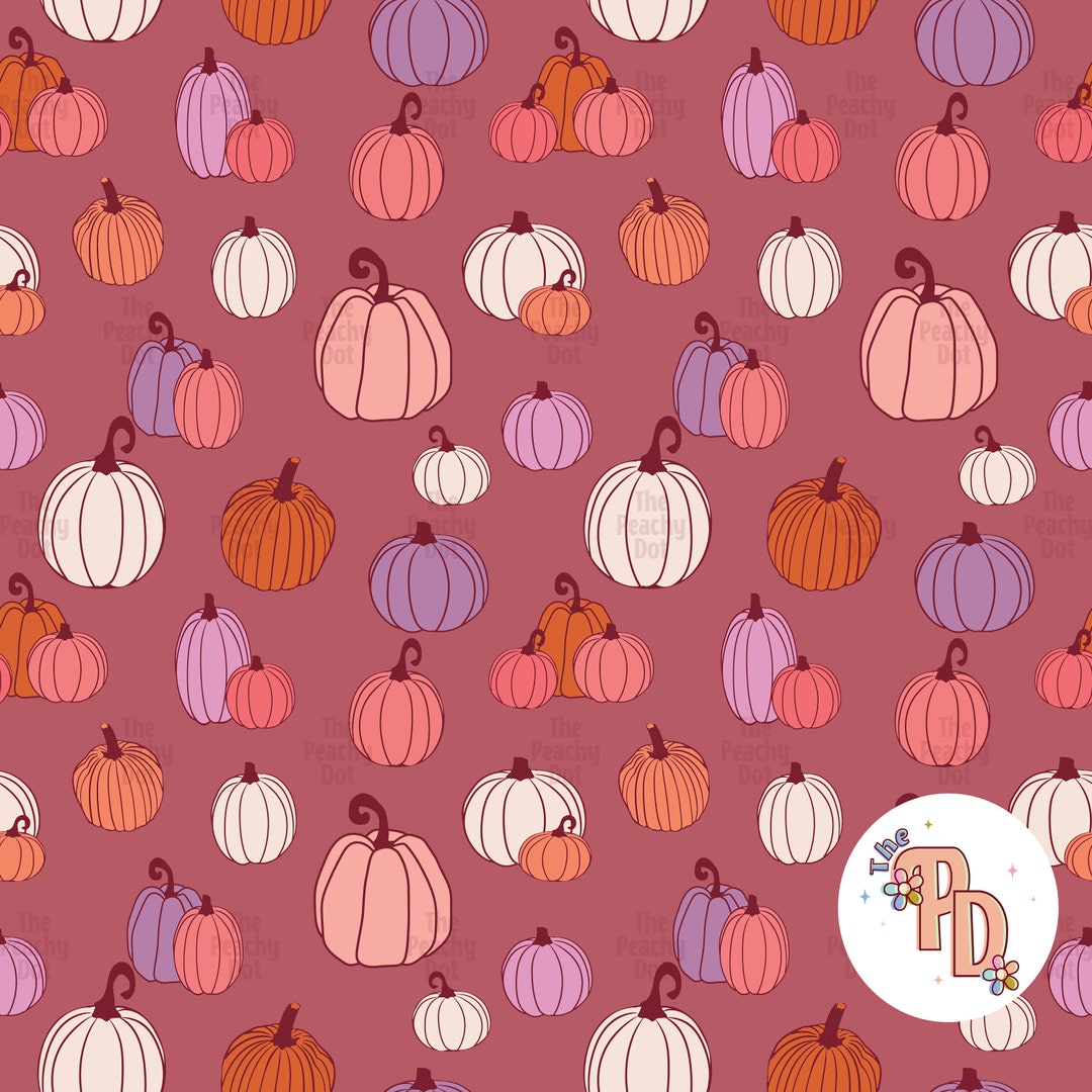 Seamless Fall Pumpkin Pattern, Seamless Boho Pumpkin Pattern, Seamless ...