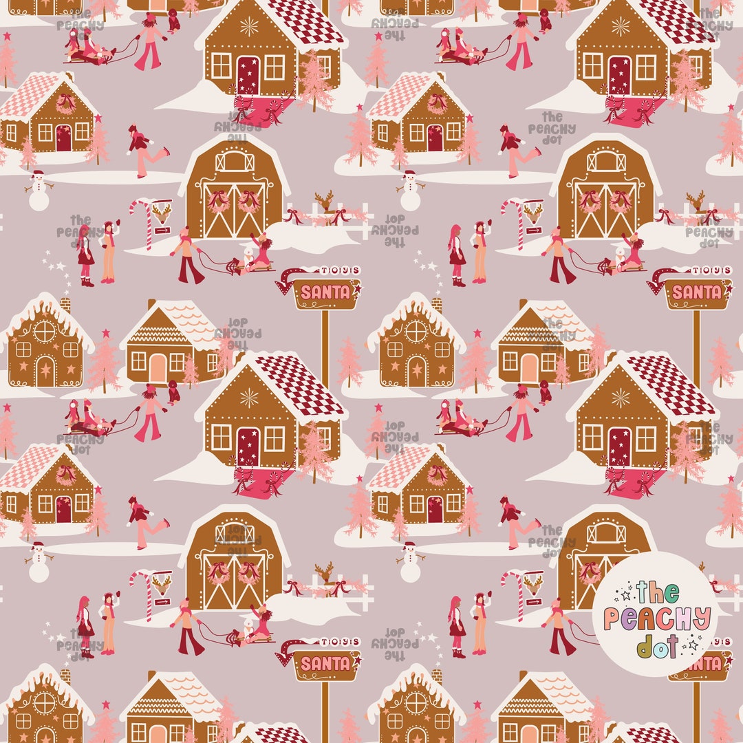 Seamless Christmas Village Pattern, Seamless Gingerbread Pattern ...
