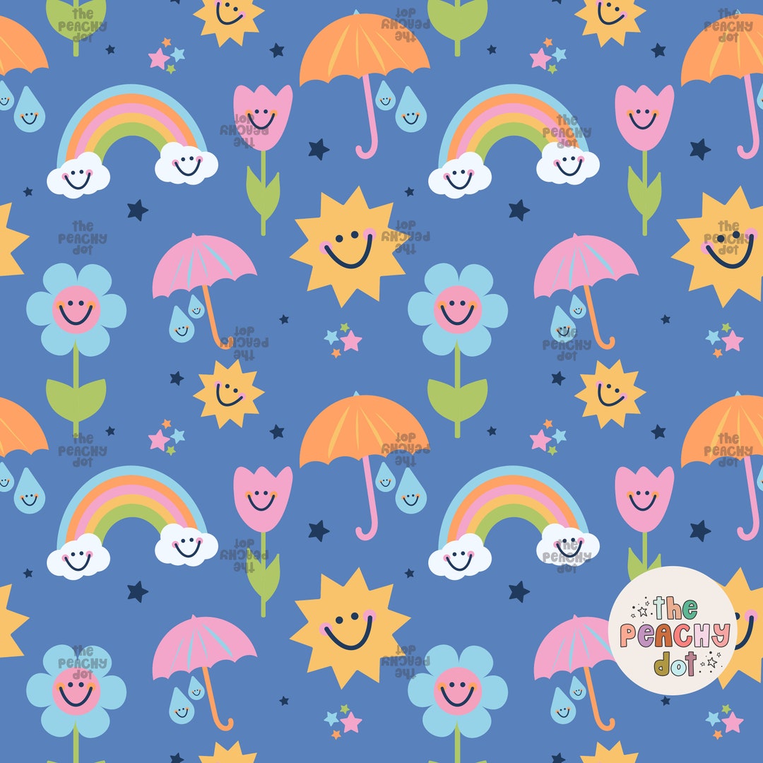 Seamless Blue Pattern, Seamless Rainbow Pattern, Seamless Daisy Design ...