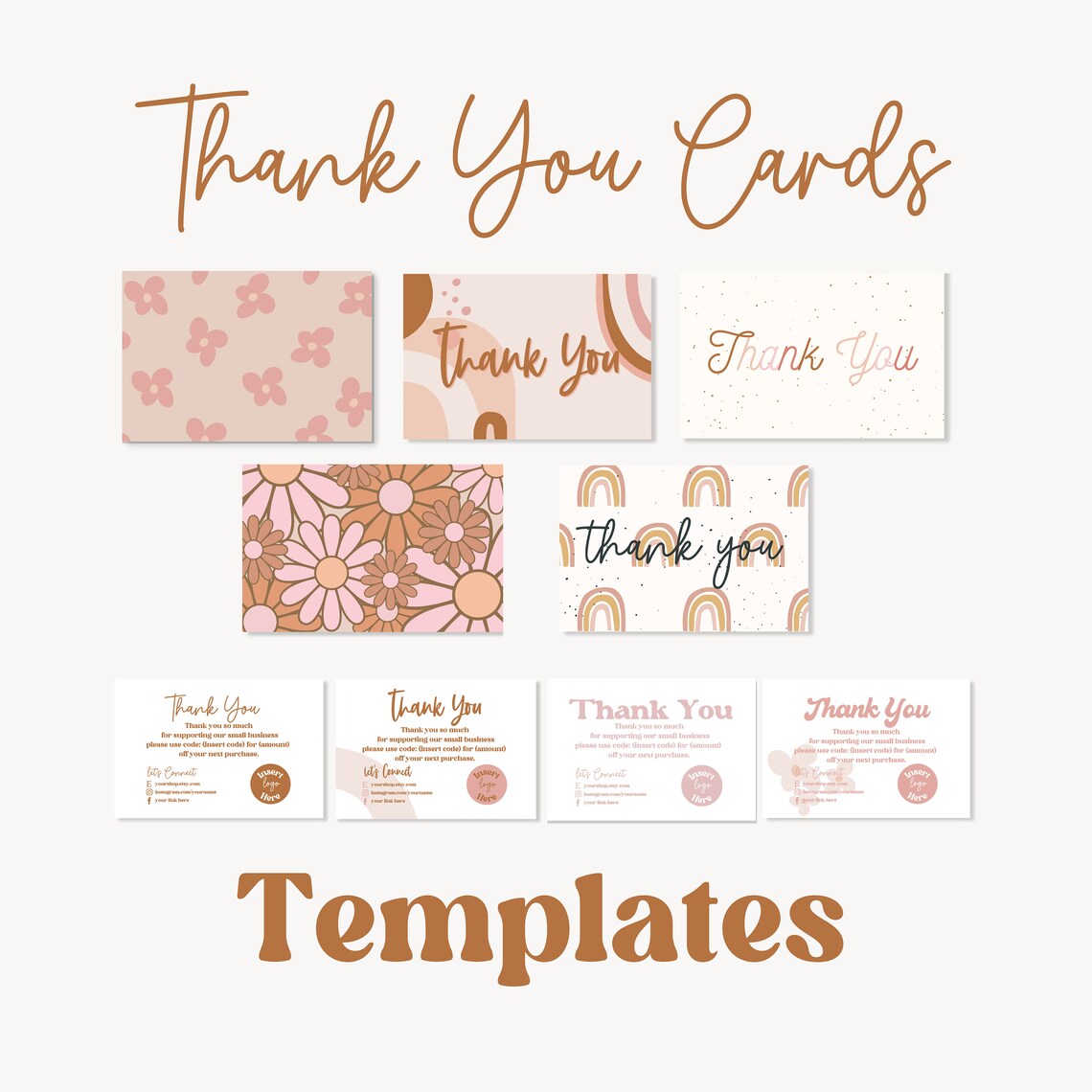 Canva Template Printable Thank You Cards Small Business - Etsy