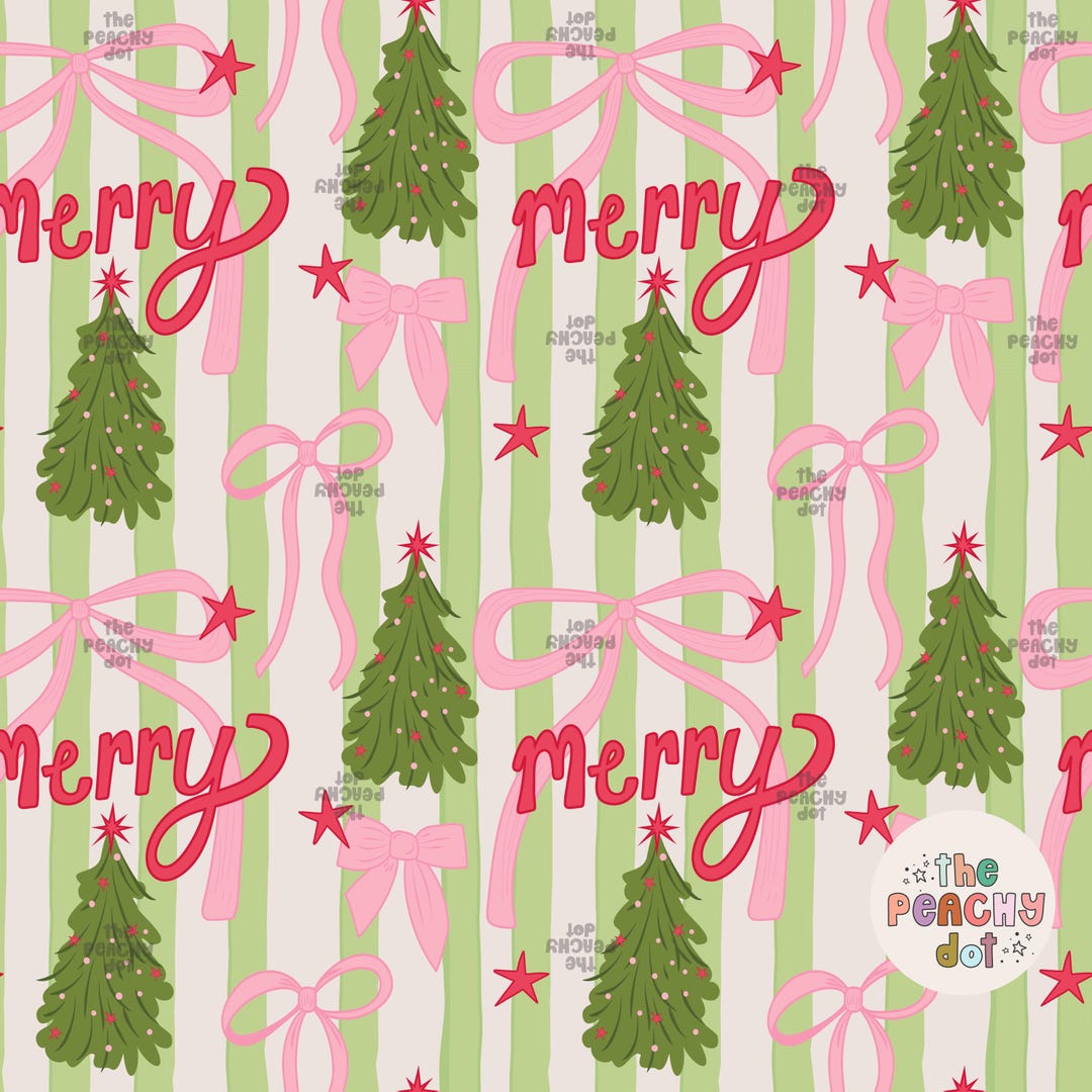 Seamless Pink Christmas Pattern, Seamless Bow Pattern, Girlie Pattern ...