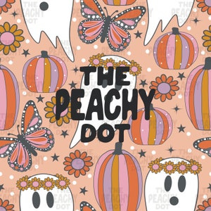 Seamless Halloween Pattern, Seamless Boho Ghost Pattern, Seamless Fall ...