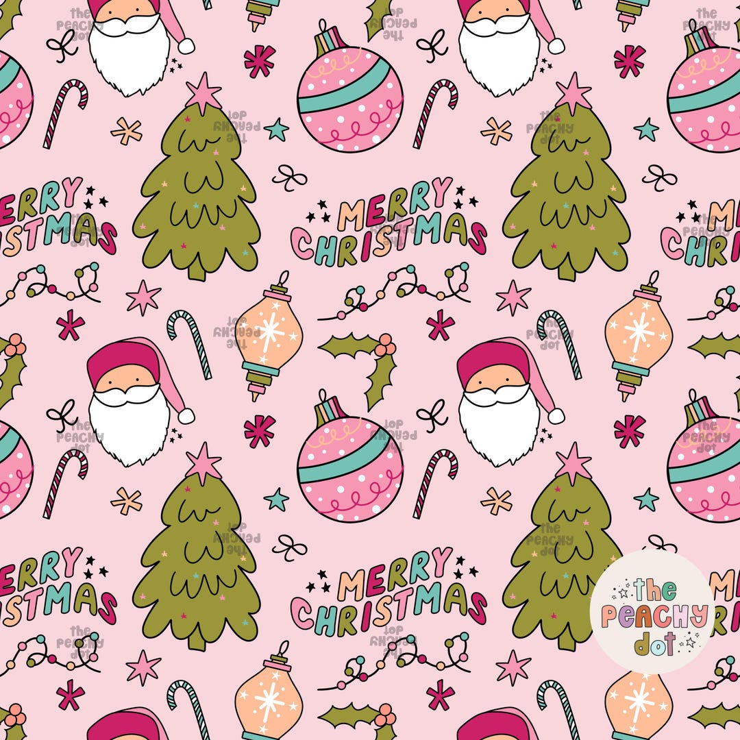 Seamless Pink Christmas Pattern, Seamless Christmas Pattern, Santa ...