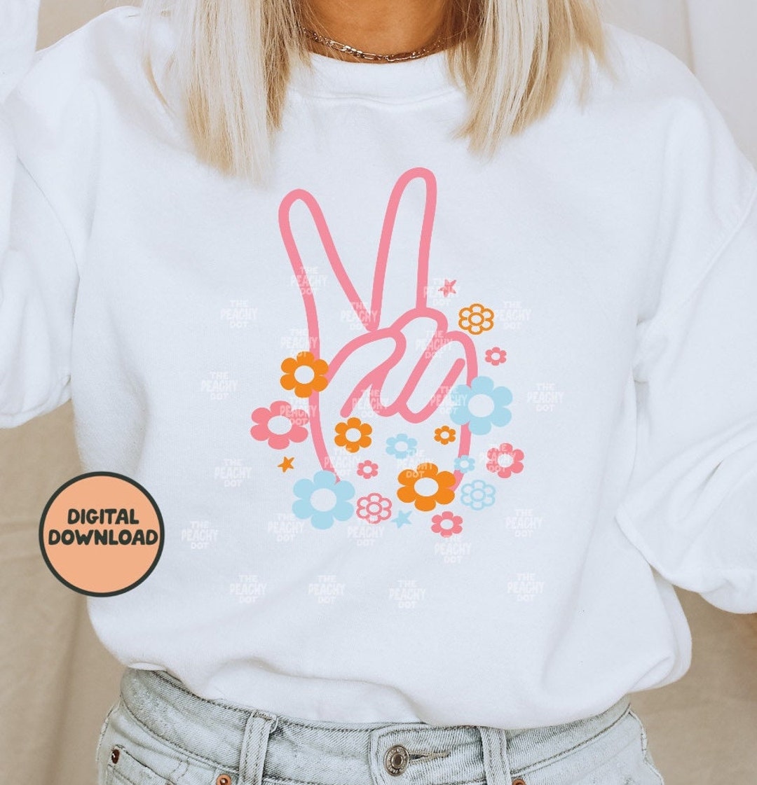 Peace Sign Svg Png Groovy Retro Svg Png Retro Flower Png - Etsy
