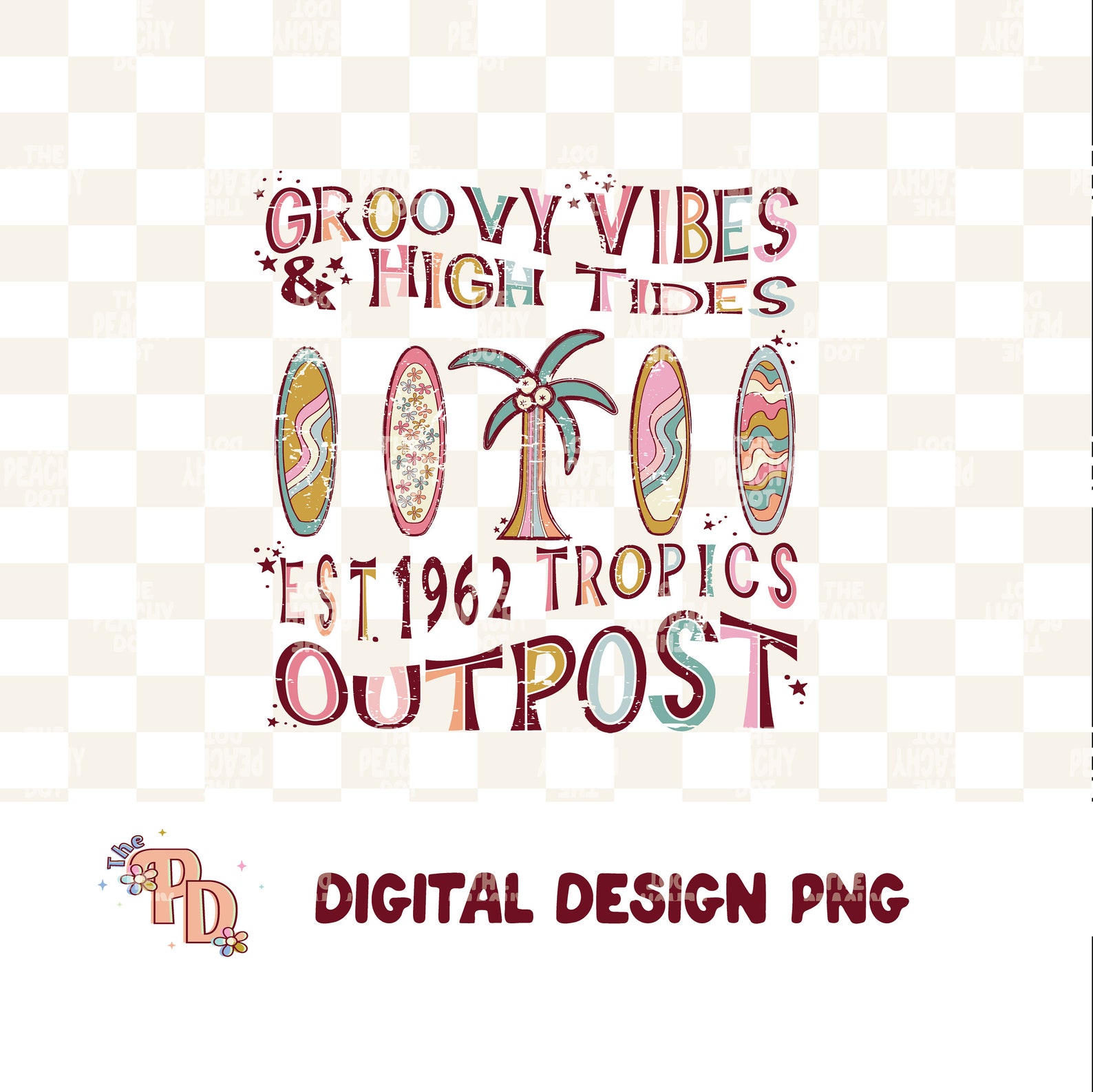 Groovy Summer Png Surfing Png Palm Tree Png Retro Summer - Etsy