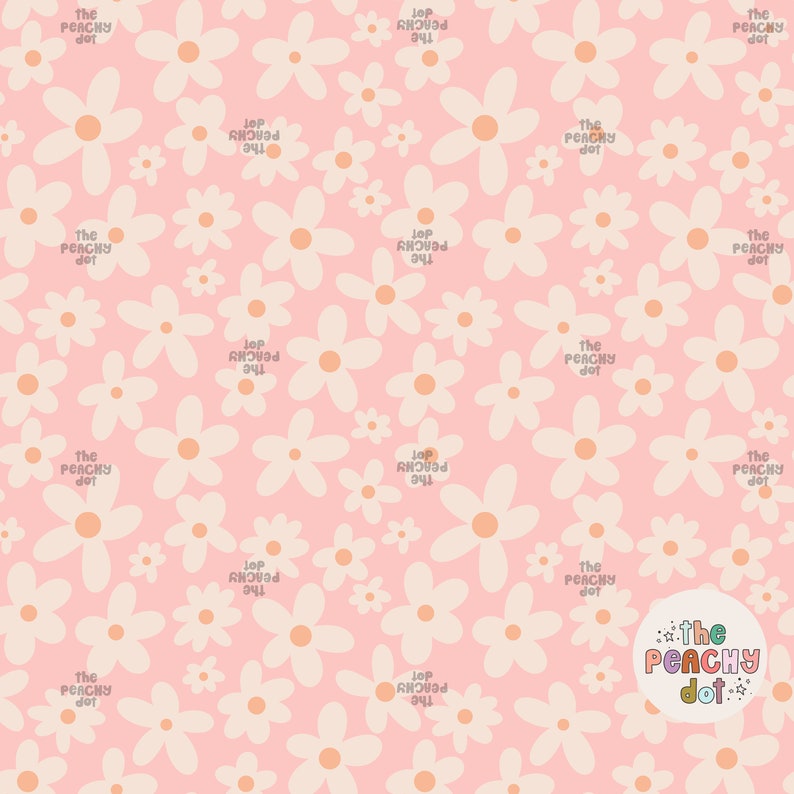 Seamless Pink Pattern, Seamless Pink Daisy Pattern, Seamless Retro ...