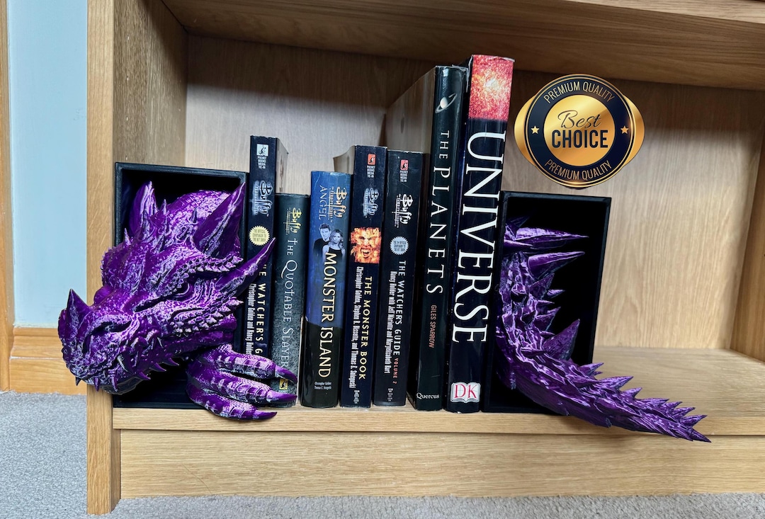 Dragon Book Nook, Dragon Bookends, 3D Printed Sculpture, Unique Gift ...