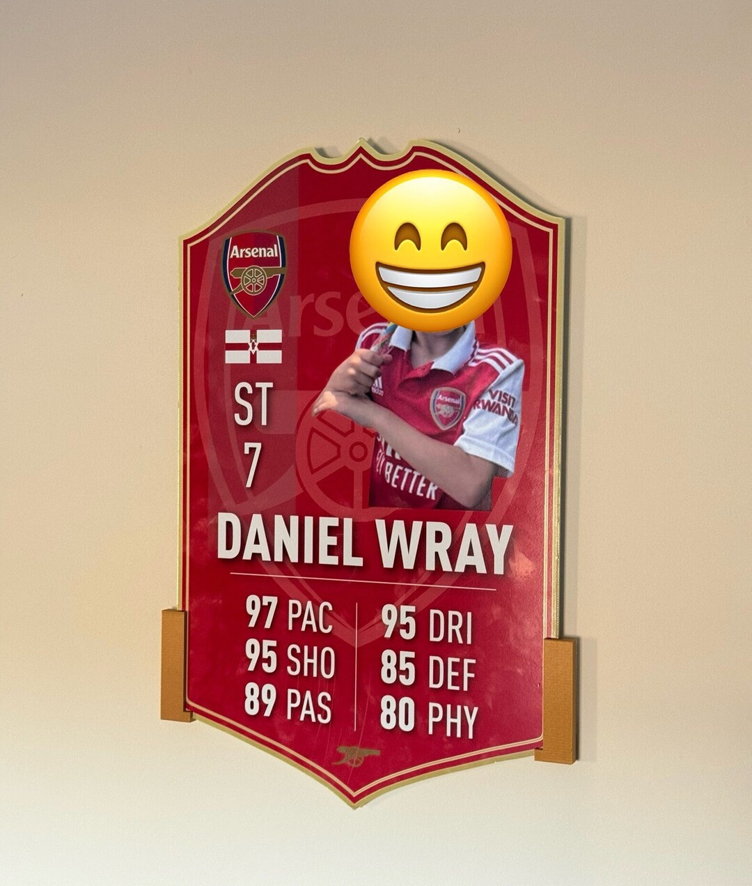 Personalised Large Football Player Card Display Holder Custom Shelves ...