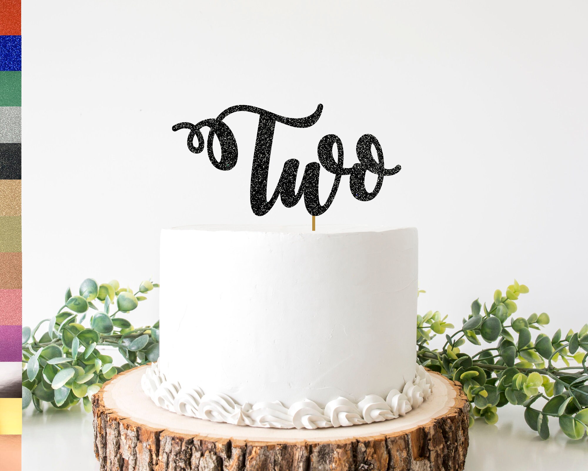 Number two Cake Topper Non-shed Glitter or - Etsy