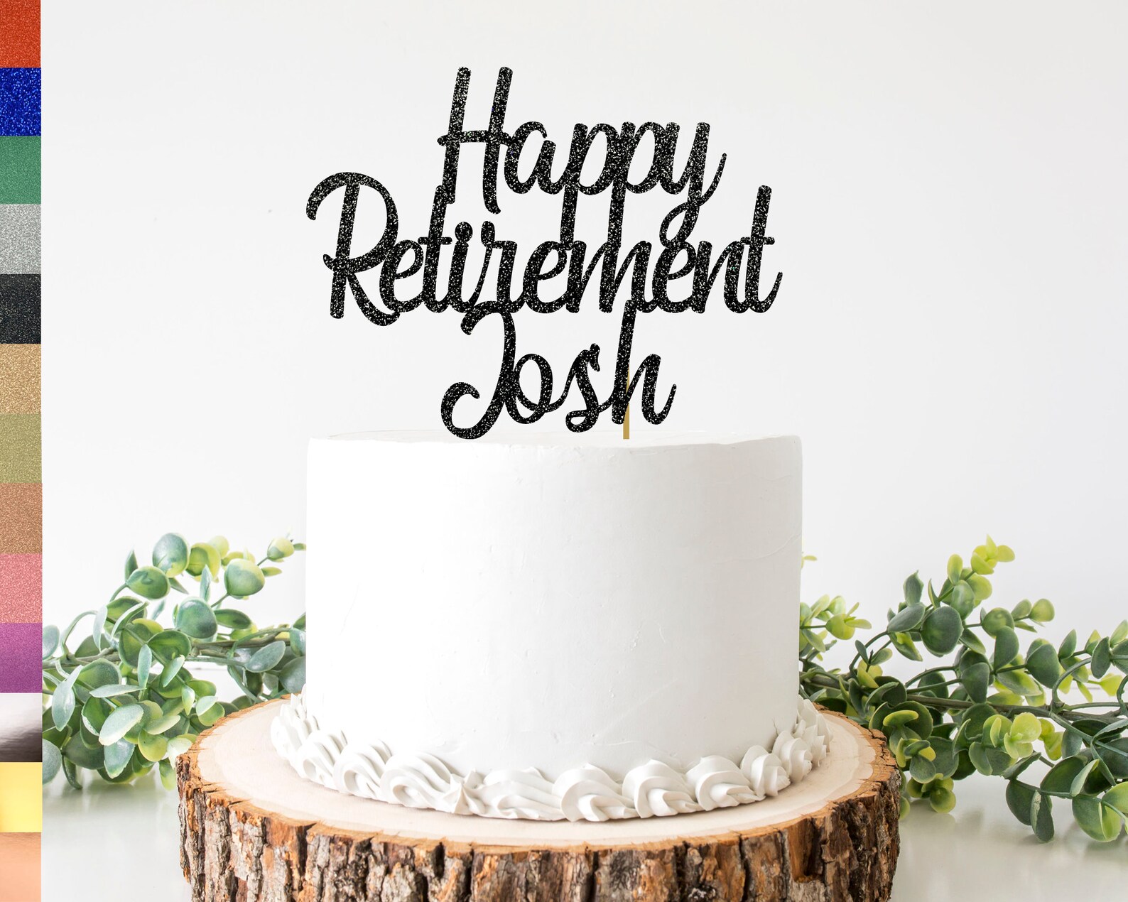 Personalised Happy Retirement Cake Topper Add Name Mirror | Etsy