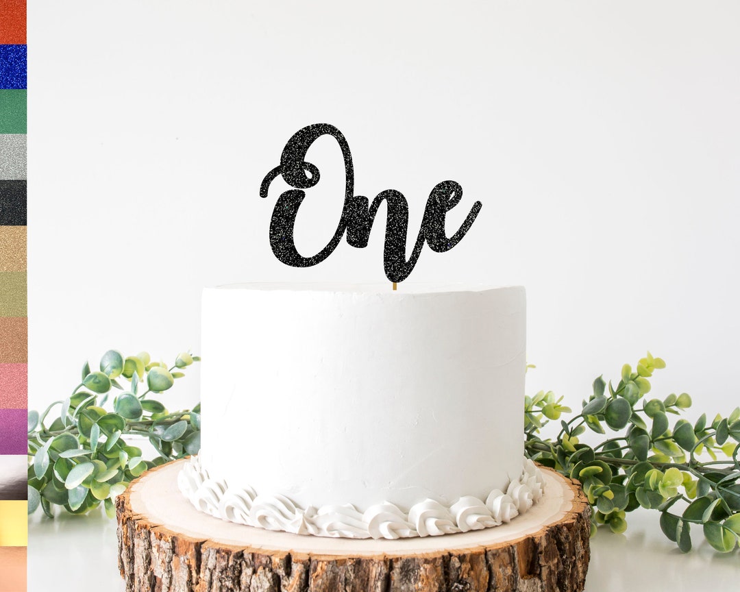 Number one Cake Topper Non-shed Glitter or Metallic Mirror Card First ...