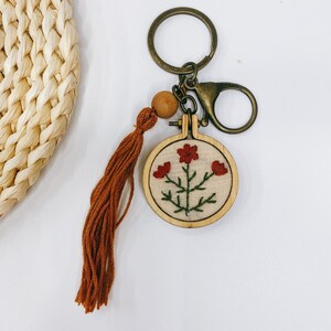 Handmade Embroidered Little Flower Keychain, Embroidery Keychain for ...
