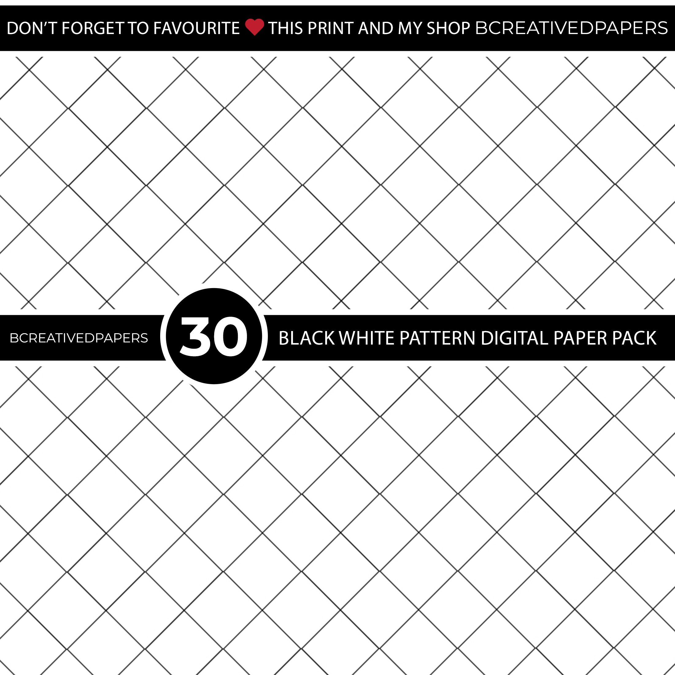 Black and white pattern digital paper pack 30 12 x 12 | Etsy