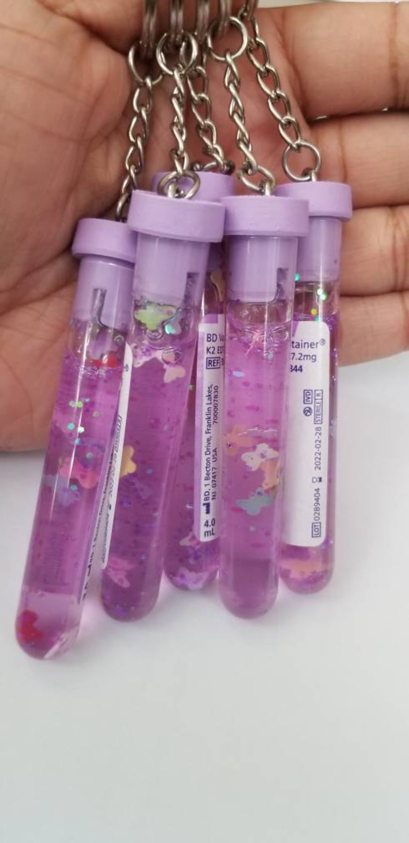 Phlebotomy Keychain With Glitter and Butterflies - Etsy