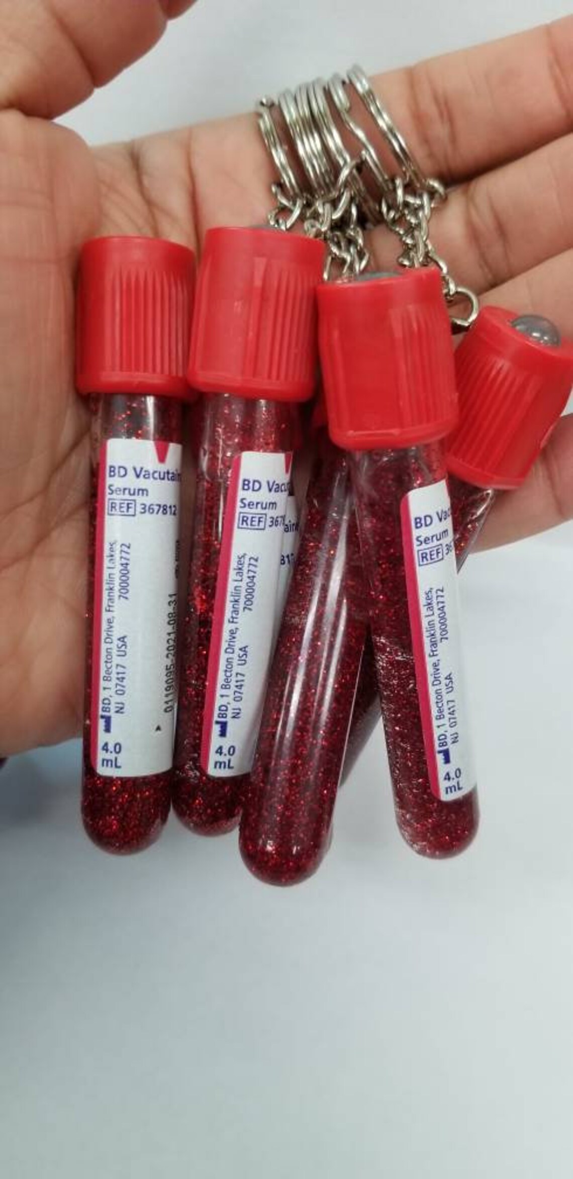 Phlebotomy Keychain With Red Glitter | Etsy