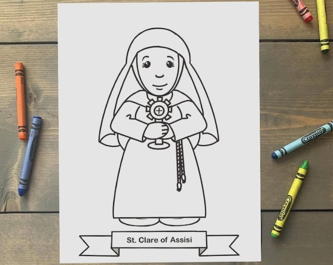 St. Clare of Assisi Coloring Page for Catholic Kids Digital - Etsy