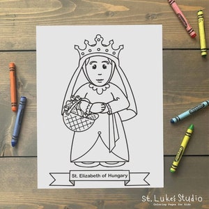 St Elizabeth of Hungary Coloring Page for Catholic Kids - Digital ...