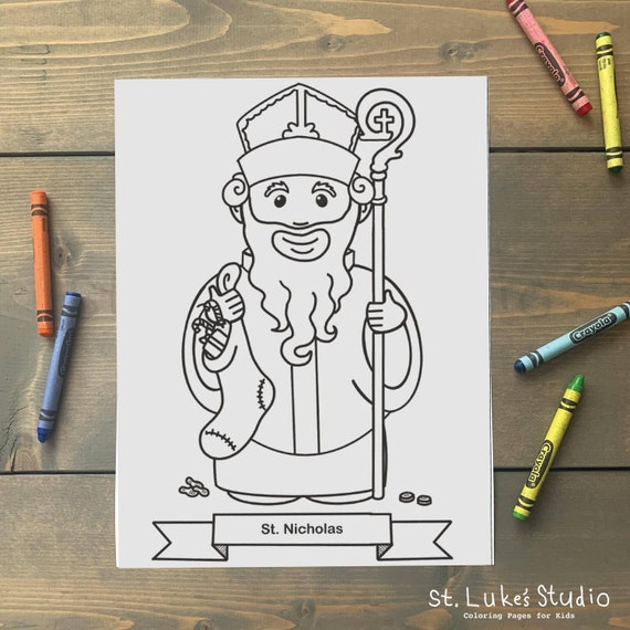 St. Nicholas Coloring Page for Catholic Kids Digital | Etsy