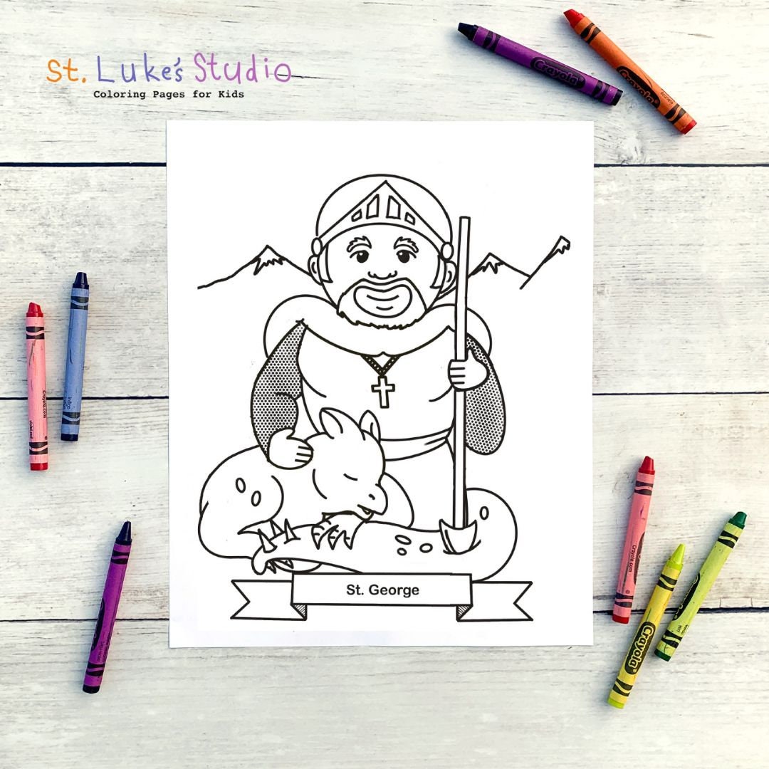 St. George Coloring Page for Catholic Kids - Digital Download - Print ...