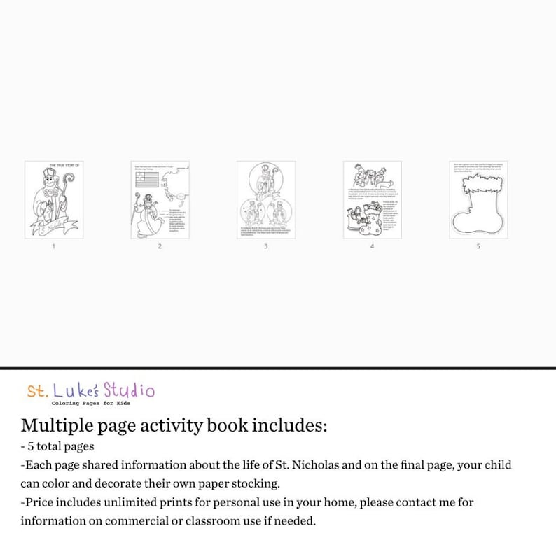 St. Nicholas, the True Story Coloring and Learning Book for Catholic ...