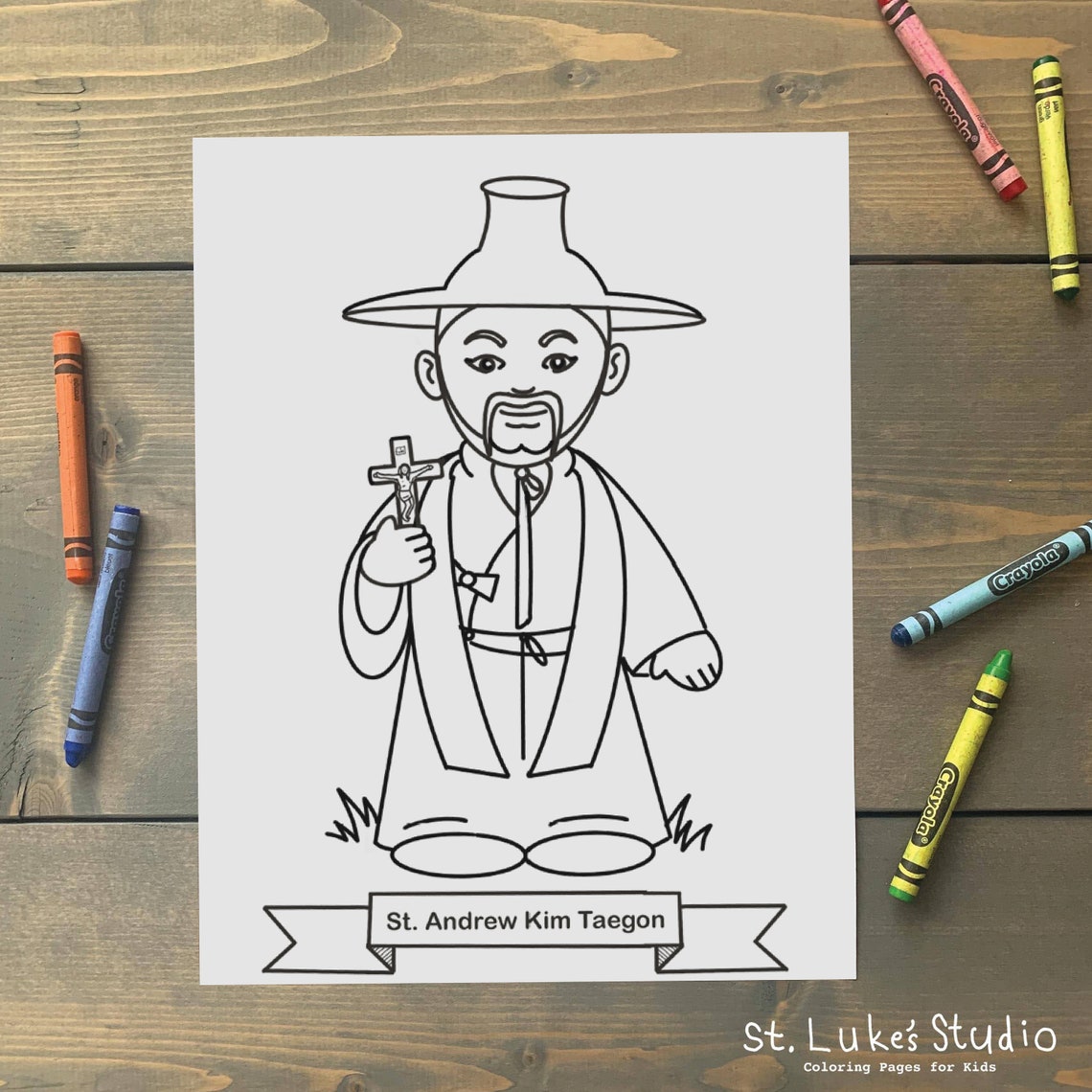 St. Andrew Kim Taegon Coloring Page for Catholic Kids - Etsy Israel