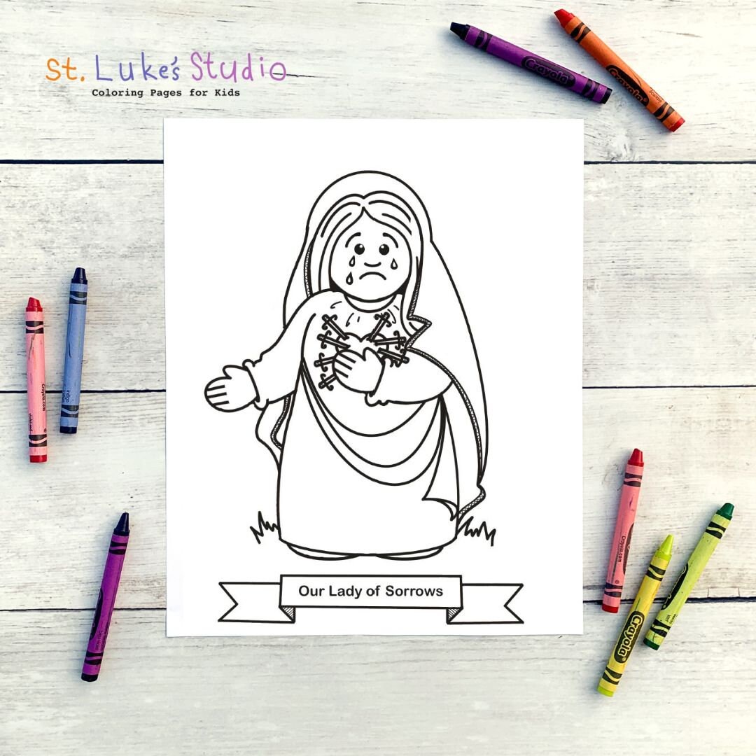 Our Lady of Sorrows Coloring Page for Catholic Kids - Digital Download ...
