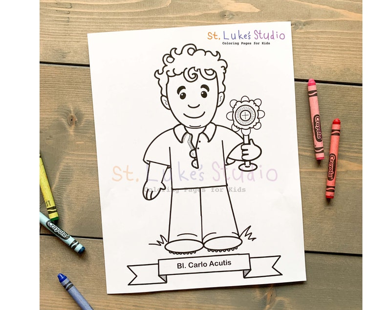 Blessed Carlo Acutis Coloring Page for Catholic Kids - Digital Download ...