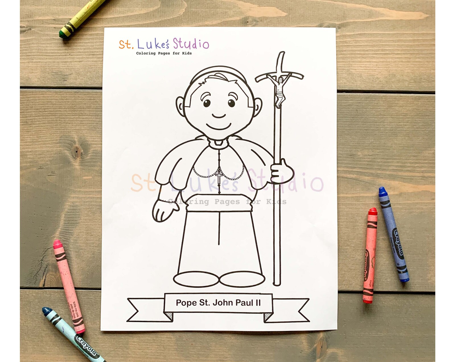 Saint Pope John Paul II Coloring Page for Catholic Kids - Digital ...
