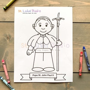 Saint Pope John Paul II Coloring Page for Catholic Kids - Digital ...