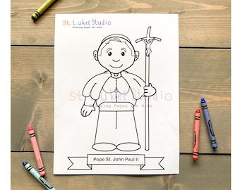 Catholic Coloring Page Pope Saint John Paul II Catholic - Etsy