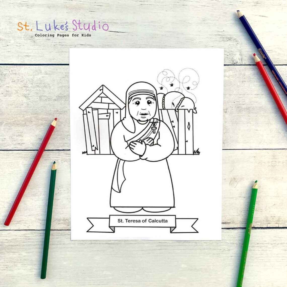 St. Mother Teresa of Calcutta Coloring Page for Catholic Kids - Digital ...