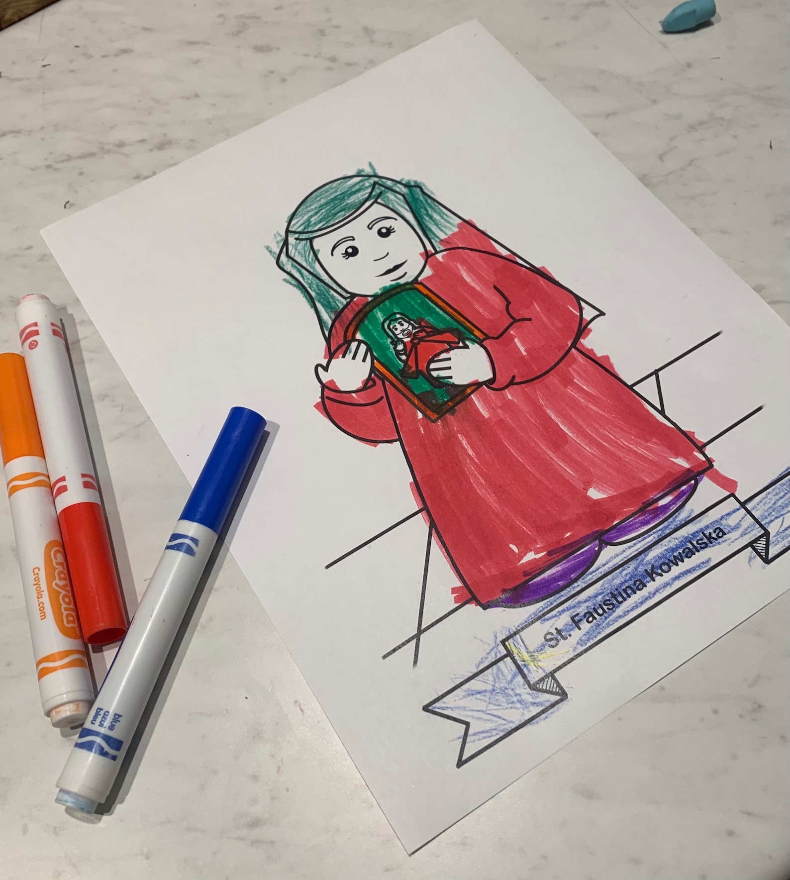St. Faustina Coloring Page for Catholic Kids - Digital Download - Print ...