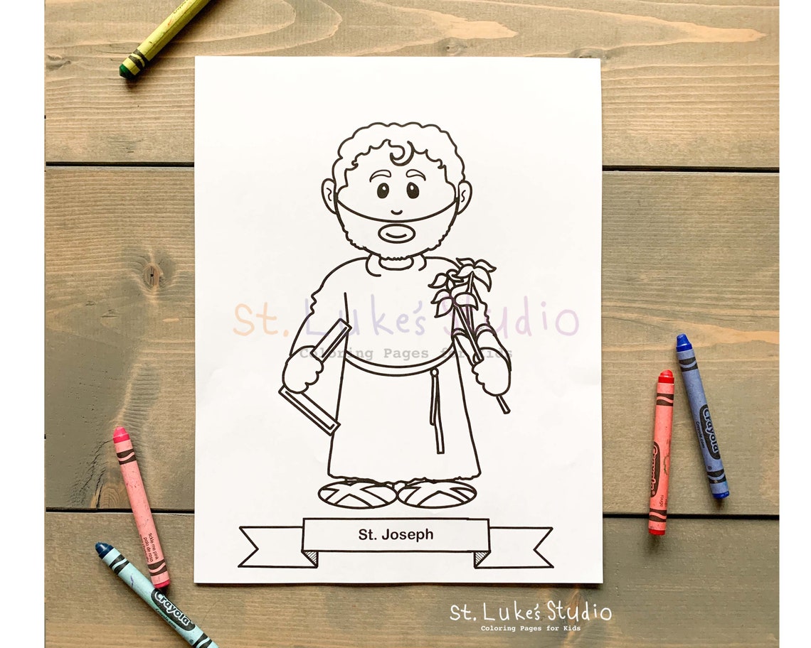 St. Joseph Coloring Page for Catholic Kids Digital Download Print ...