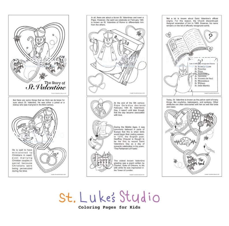 The Story of St. Valentine Coloring and Learning Book for - Etsy