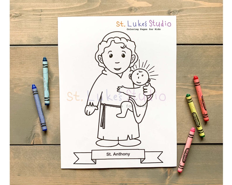 St. Anthony of Padua Coloring Page for Catholic Kids - Digital Download ...