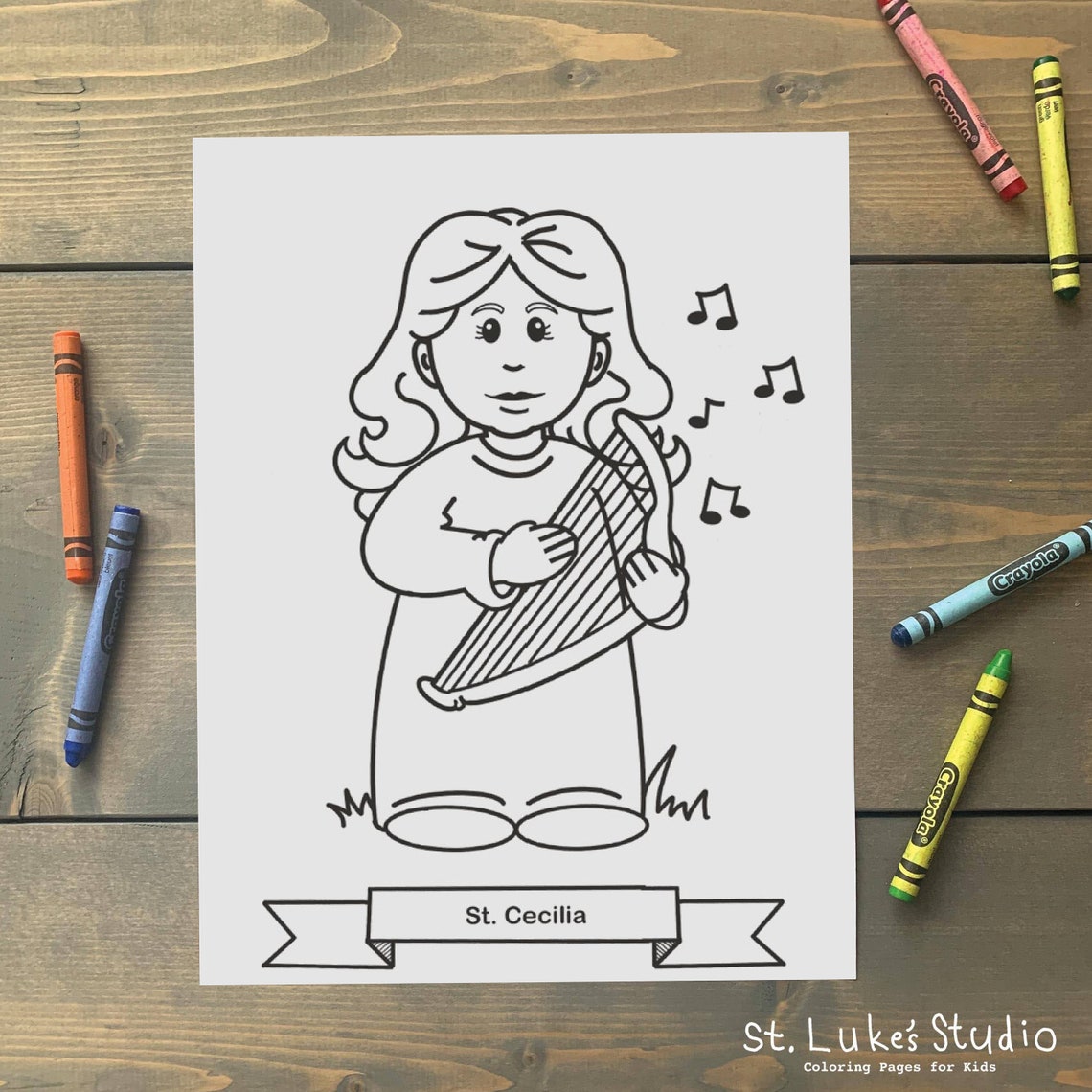 St. Cecilia Coloring Page for Catholic Kids - Digital Download - Print ...