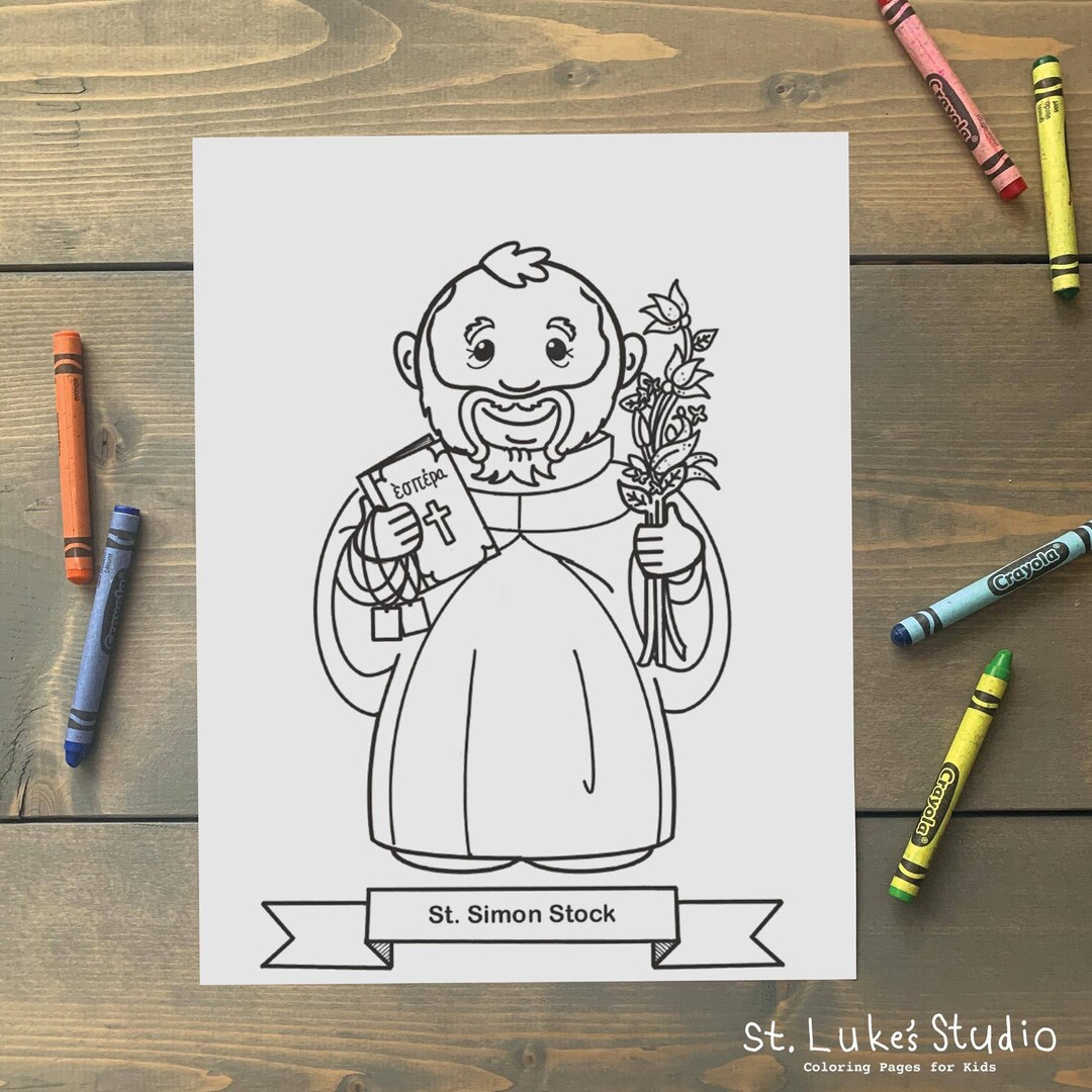 St. Simon Stock Coloring Page for Catholic Kids - Digital Download ...