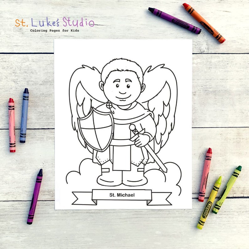 St. Michael the Archangel Coloring Page for Catholic Kids - Digital ...