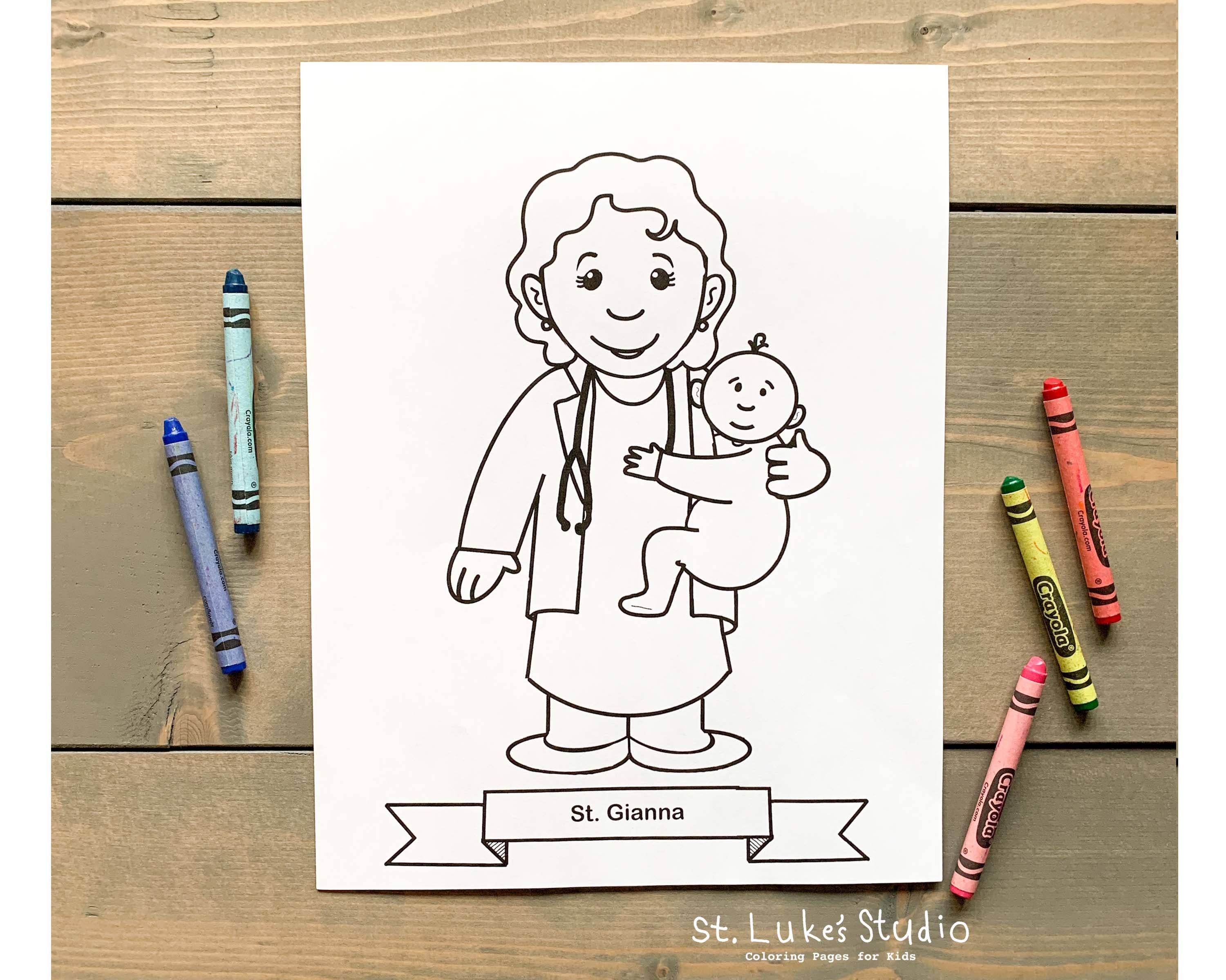 St. Gianna Beretta Molla Coloring Page for Catholic Kids - Etsy España