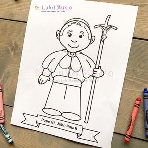 Saint Pope John Paul II Coloring Page for Catholic Kids - Digital ...