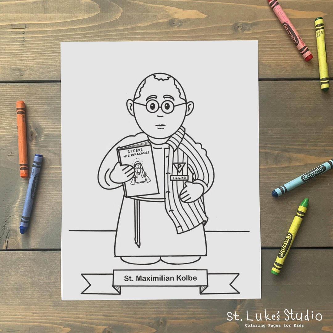 St. Maximilian Kolbe Coloring Page for Catholic Kids - Digital Download ...