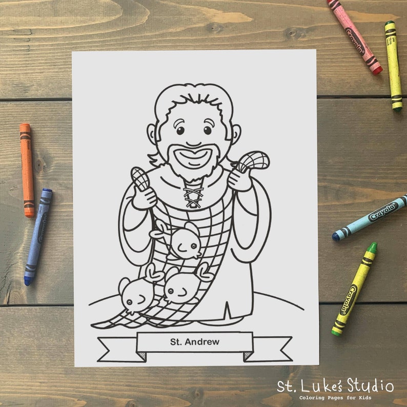 St. Andrew Coloring Page for Catholic Kids - Digital Download - Print ...