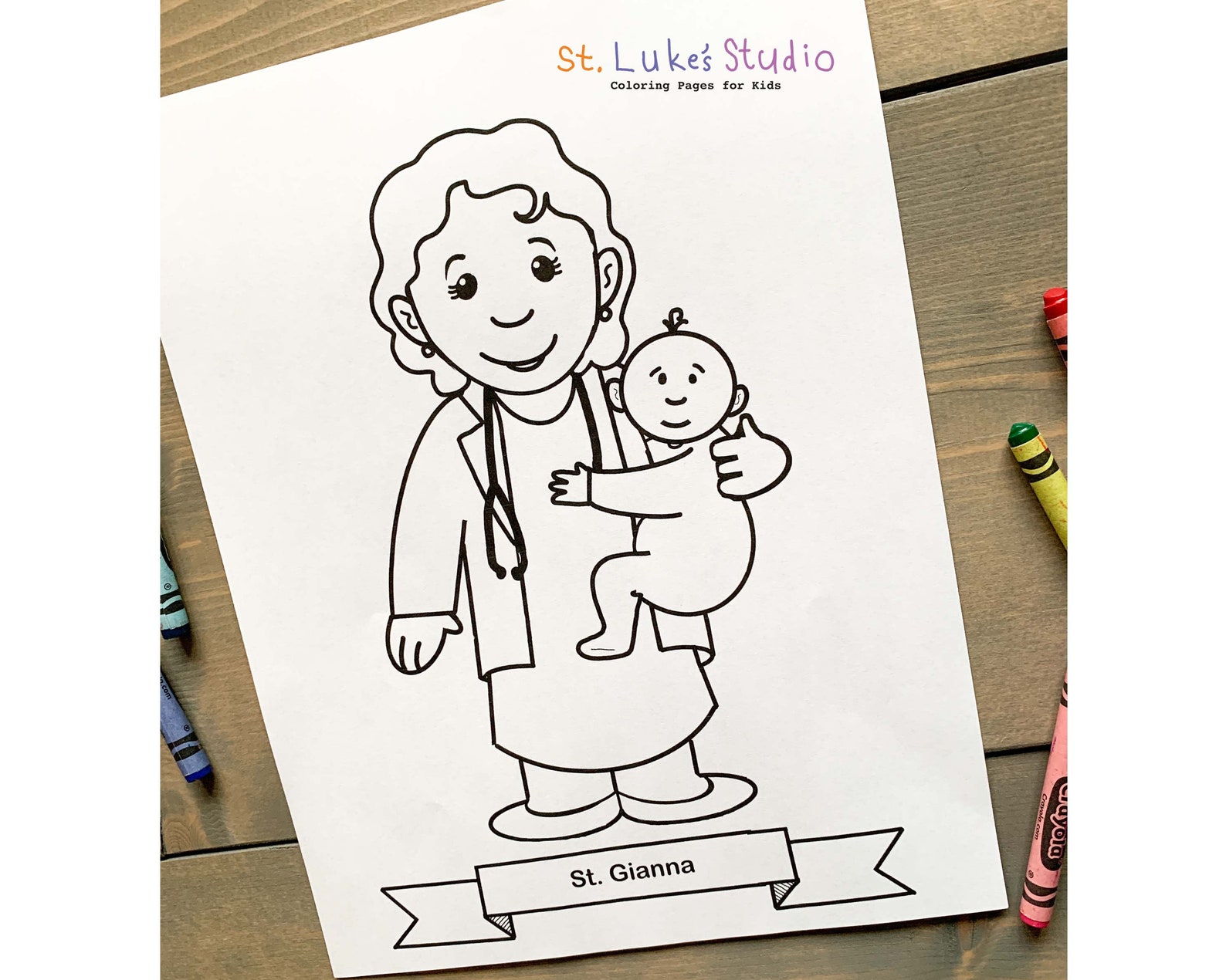 St. Gianna Beretta Molla Coloring Page for Catholic Kids - Digital ...