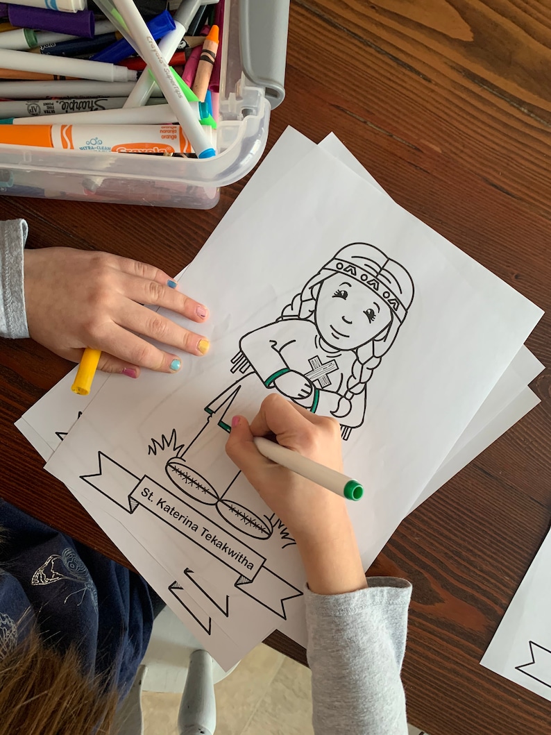 St Kateri Tekakwitha Coloring Page for Catholic Kids - Digital Download ...