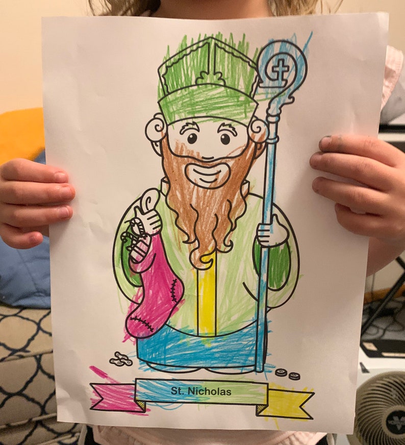 St. Nicholas Coloring Page for Catholic Kids - Digital Download - Print ...