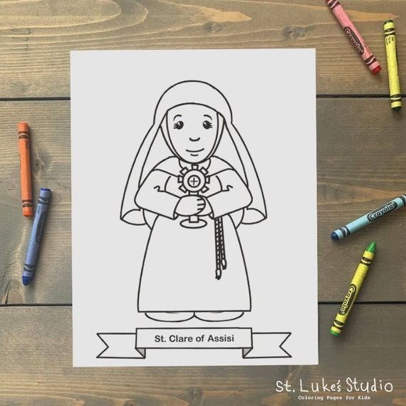 St. Clare of Assisi Coloring Page for Catholic Kids Digital - Etsy New ...