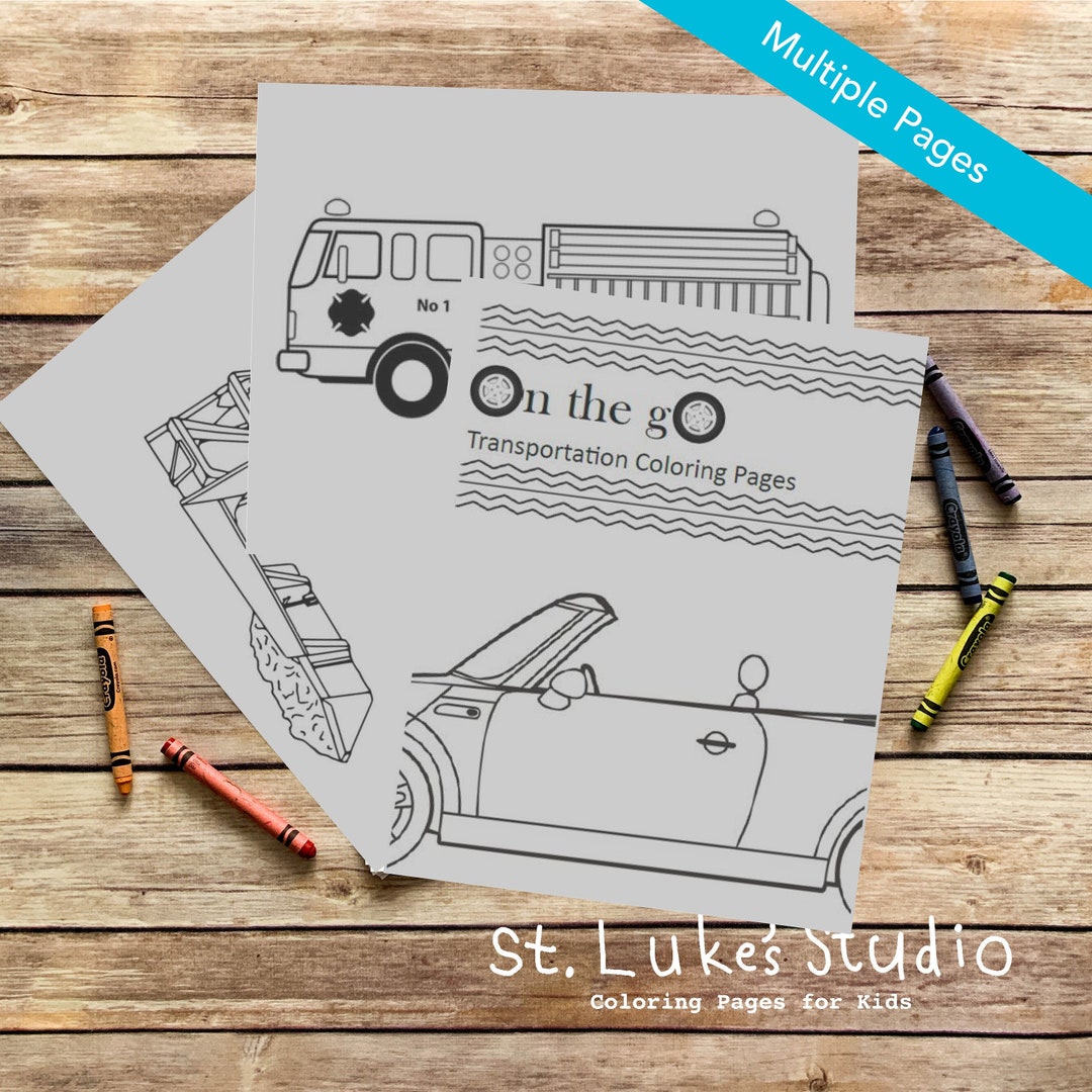 On the Go Transportation Coloring Pages - Printable Royalty Free Kids ...