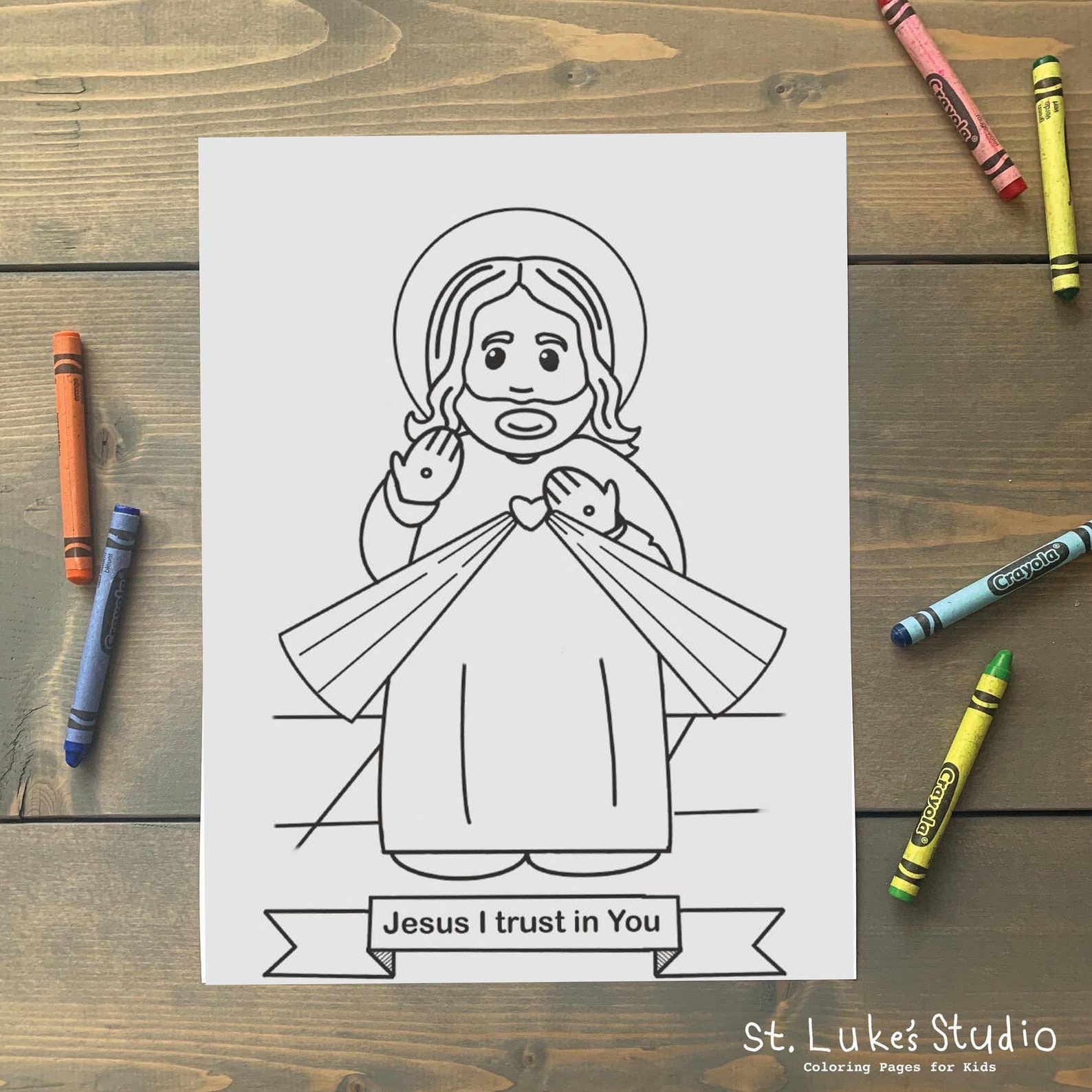 Divine Mercy Jesus Coloring Page for Catholic Kids - Digital Download ...