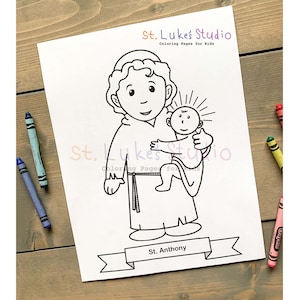 St. Anthony of Padua Coloring Page for Catholic Kids - Digital Download ...