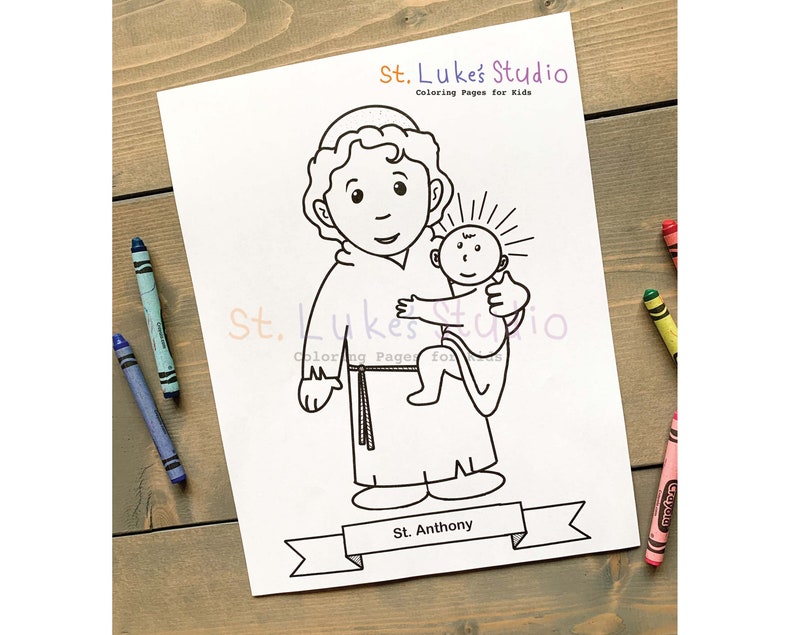St. Anthony of Padua Coloring Page for Catholic Kids - Digital Download ...